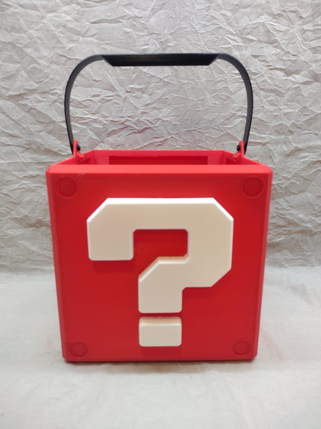 Super Mario Question Block Bucket • Red “?” Block Storage Container ...