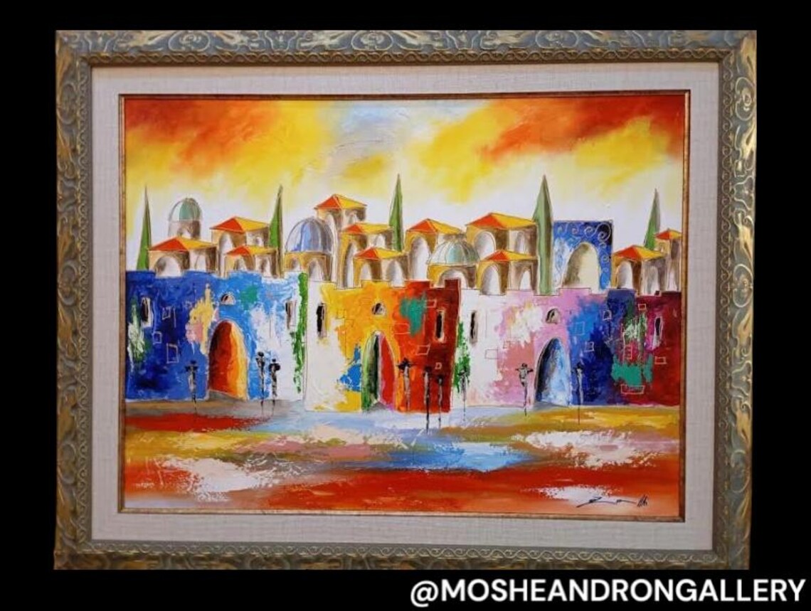 Painting of Jerusalem, Original Art, Mixed Technique of Oil and Acrylic ...
