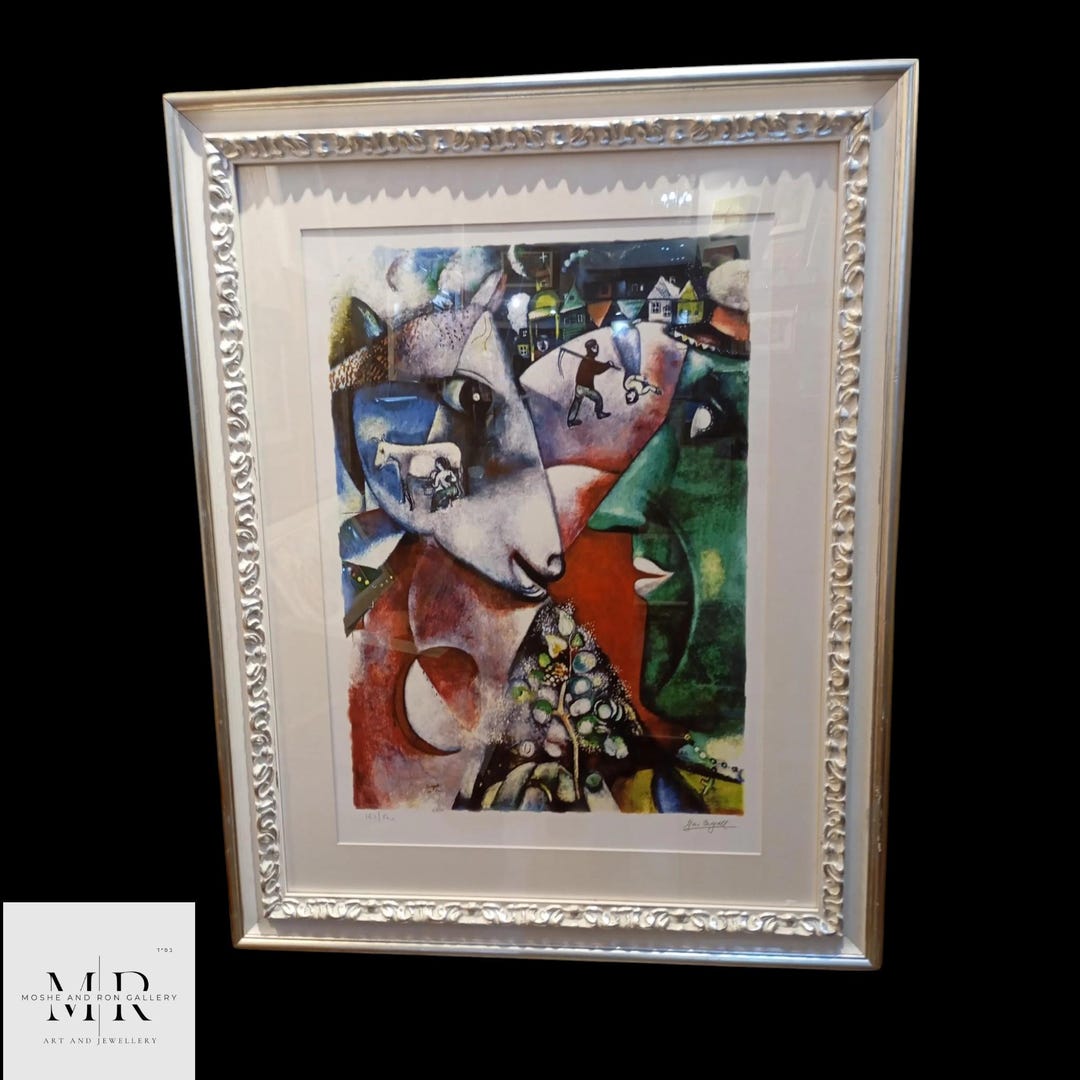 Marc Chagall-inspired Lithograph Art Colorful Dreamlike Abstract Print ...