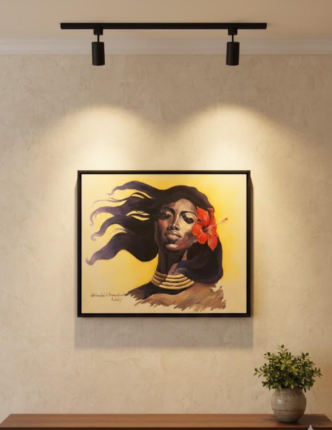 Hand-painted African Woman Portrait, Original Oil Painting, Framed Wall ...