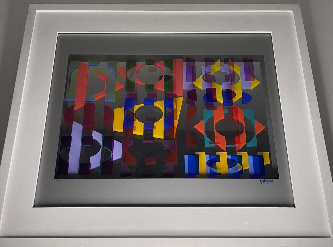 Jacob Agam Painting Work Art in the Technique of Kinetics From a ...