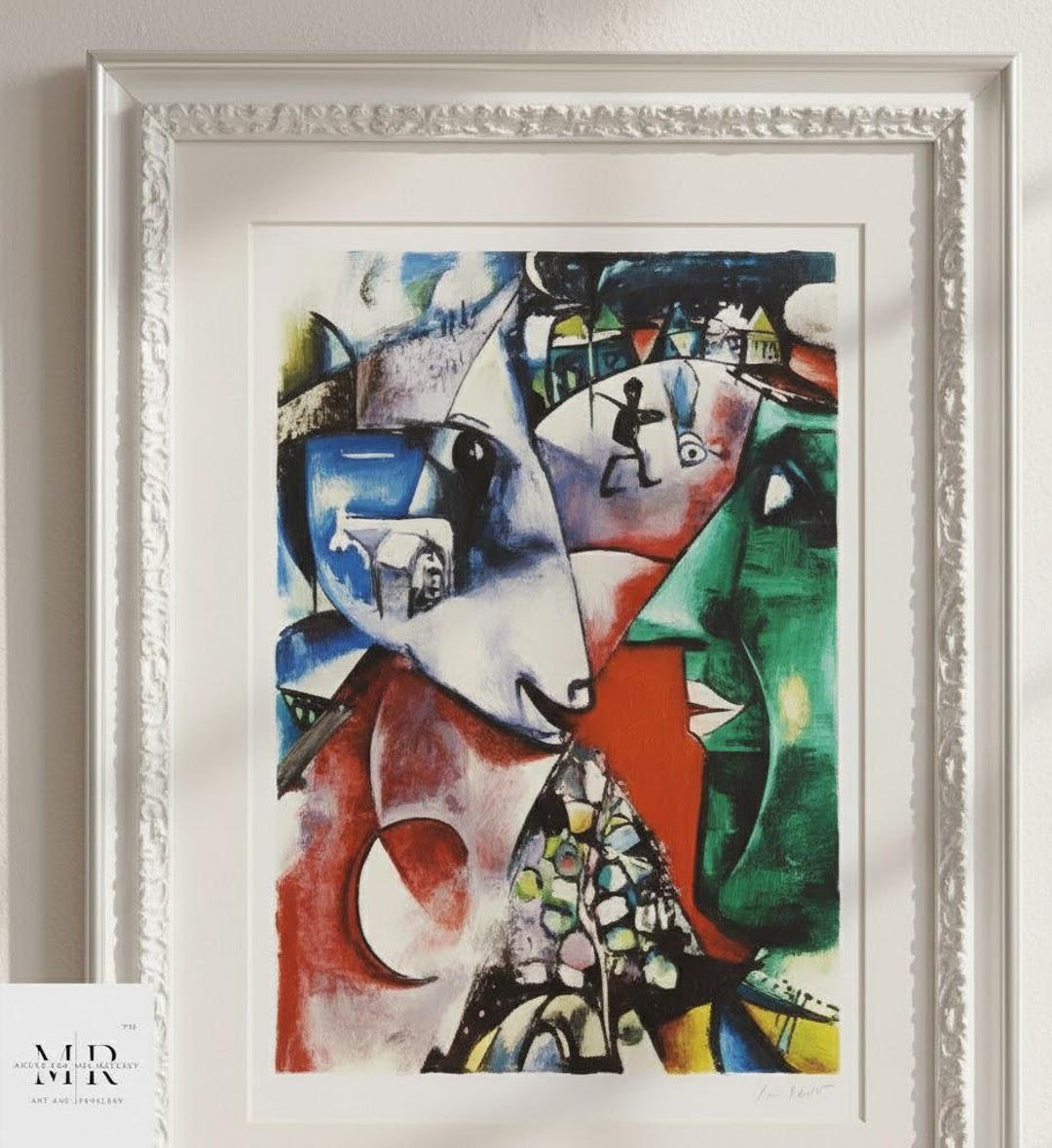 Marc Chagall Inspired Lithograph – Surrealist Colorful Art Print - Etsy