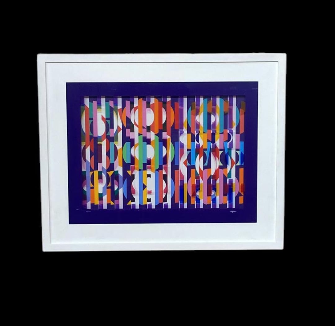 Original Yaacov Agam Painting – Abstract Geometric Art, Kinetic Optical ...