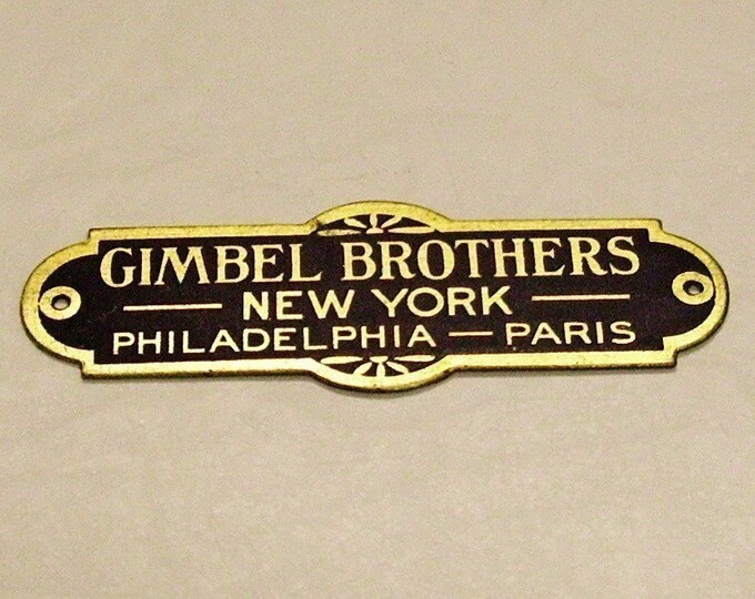 Vintage Brass Tag Gimbel Brothers Department Store New York ...