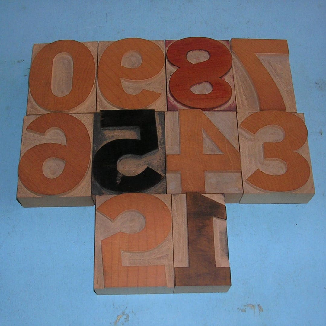Pick Your Number Antique Vintage Letterpress Numbers Wood Numbers ...