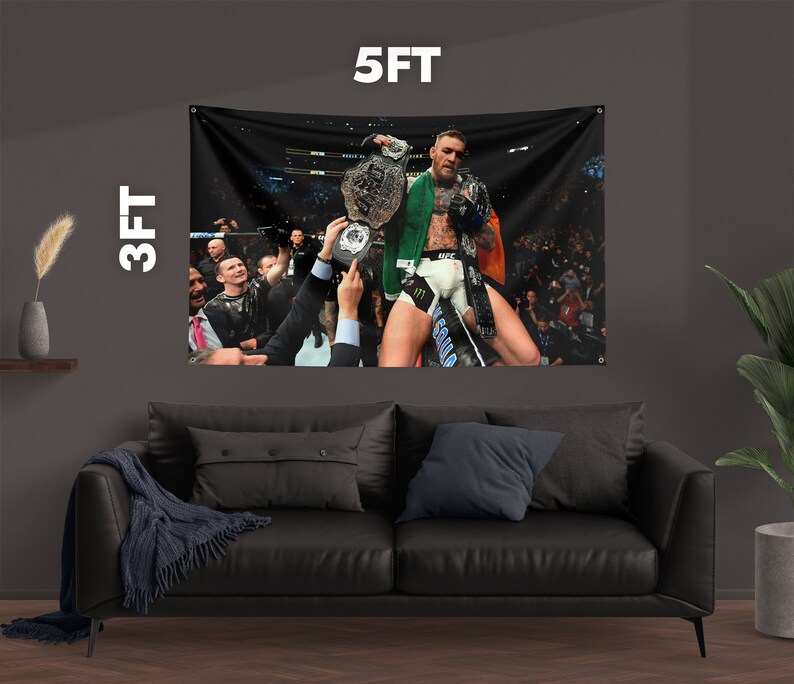Connor Mcgregor Winning UFC Championship Flag College Dorm Tapestry ...