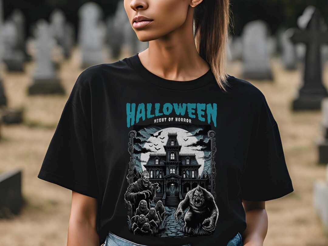 Halloween Monster Shirt Haunted House Shirt Retro 90s Scary Movie Shirt ...