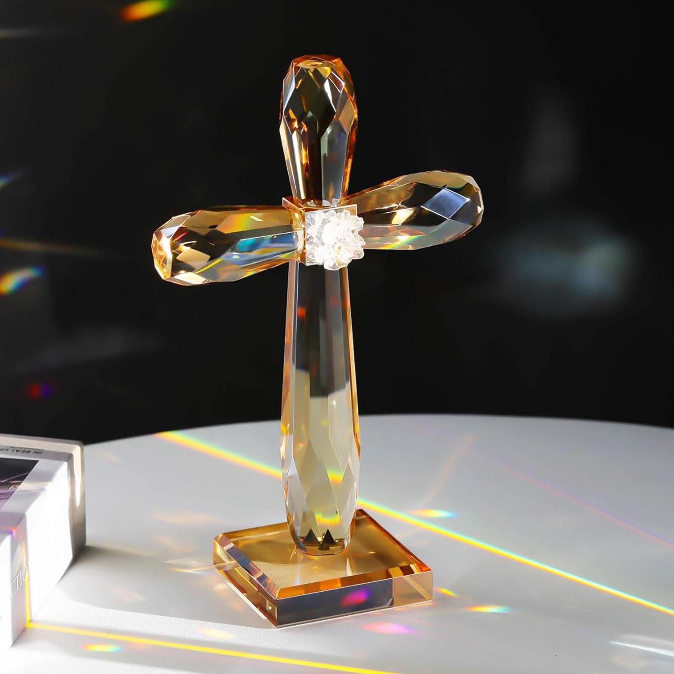 Handmade Crystal Glass Cross, Holy Cross Religious Decoration, Cross ...