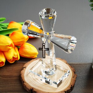 Crystal Glass Standing Cross, Holy Cross for Religious Decor, Gift for ...