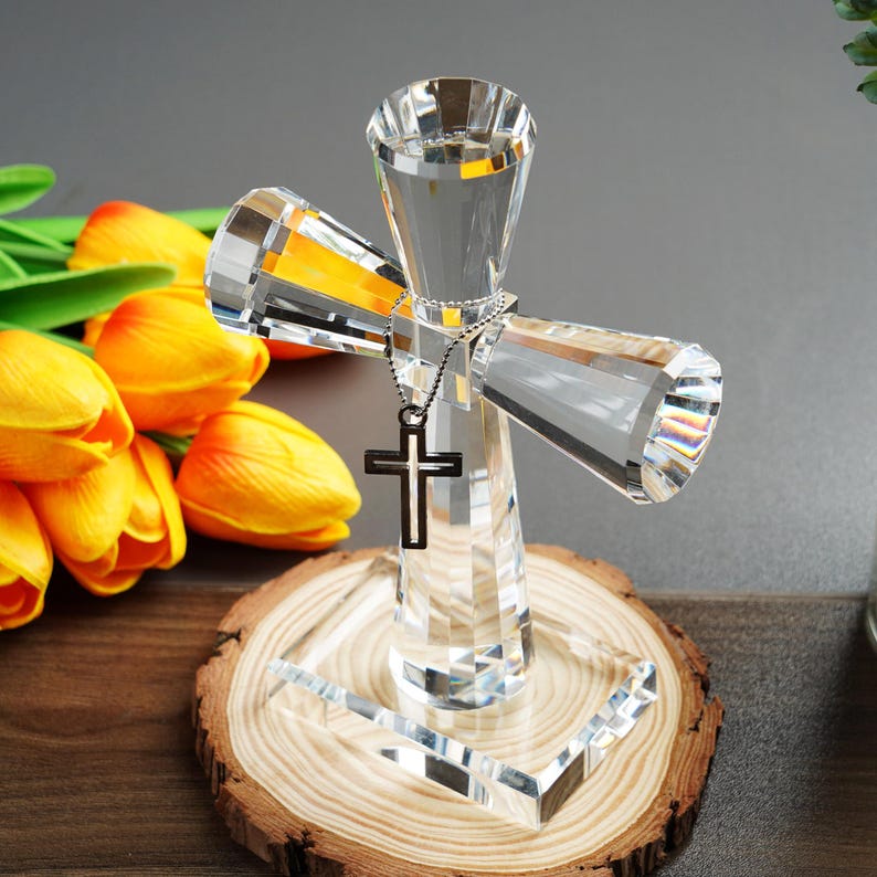 Crystal Glass Standing Cross, Holy Cross for Religious Decor, Gift for ...