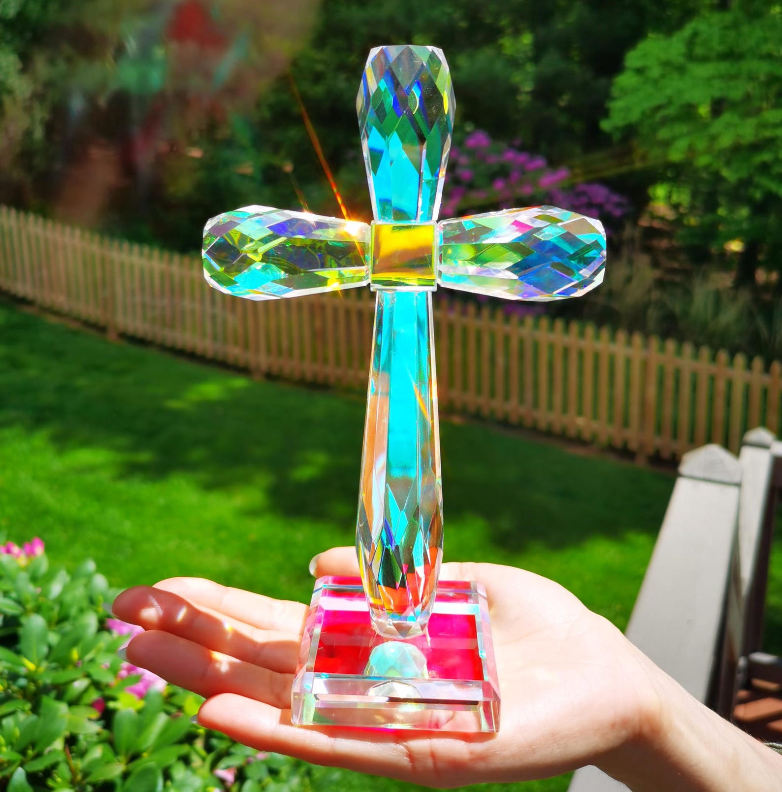 Handmade Crystal Glass Cross, Holy Cross Religious Decoration, Cross ...