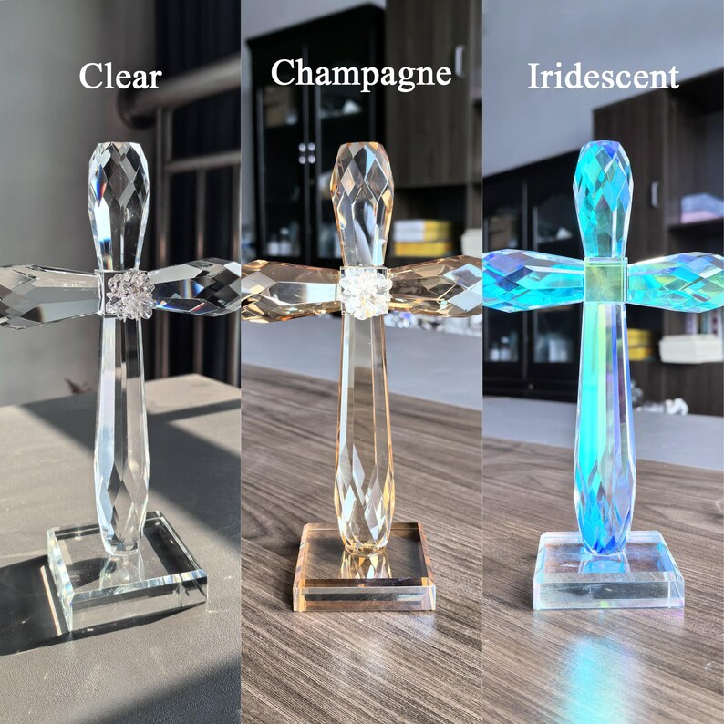 AKELA 7.7“ Handmade Crystal Glass Cross, Holy Cross Religious ...
