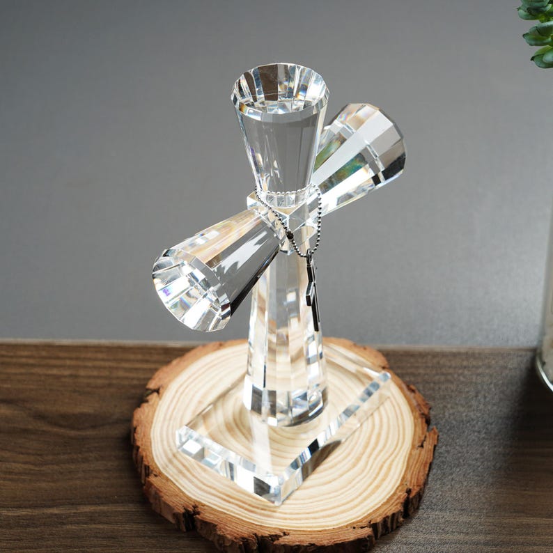 Crystal Glass Standing Cross, Holy Cross for Religious Decor, Gift for ...