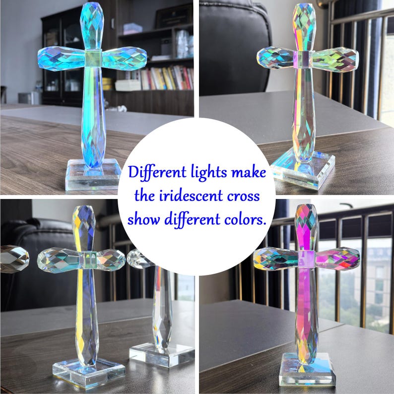 AKELA 7.7“ Handmade Crystal Glass Cross, Holy Cross Religious ...