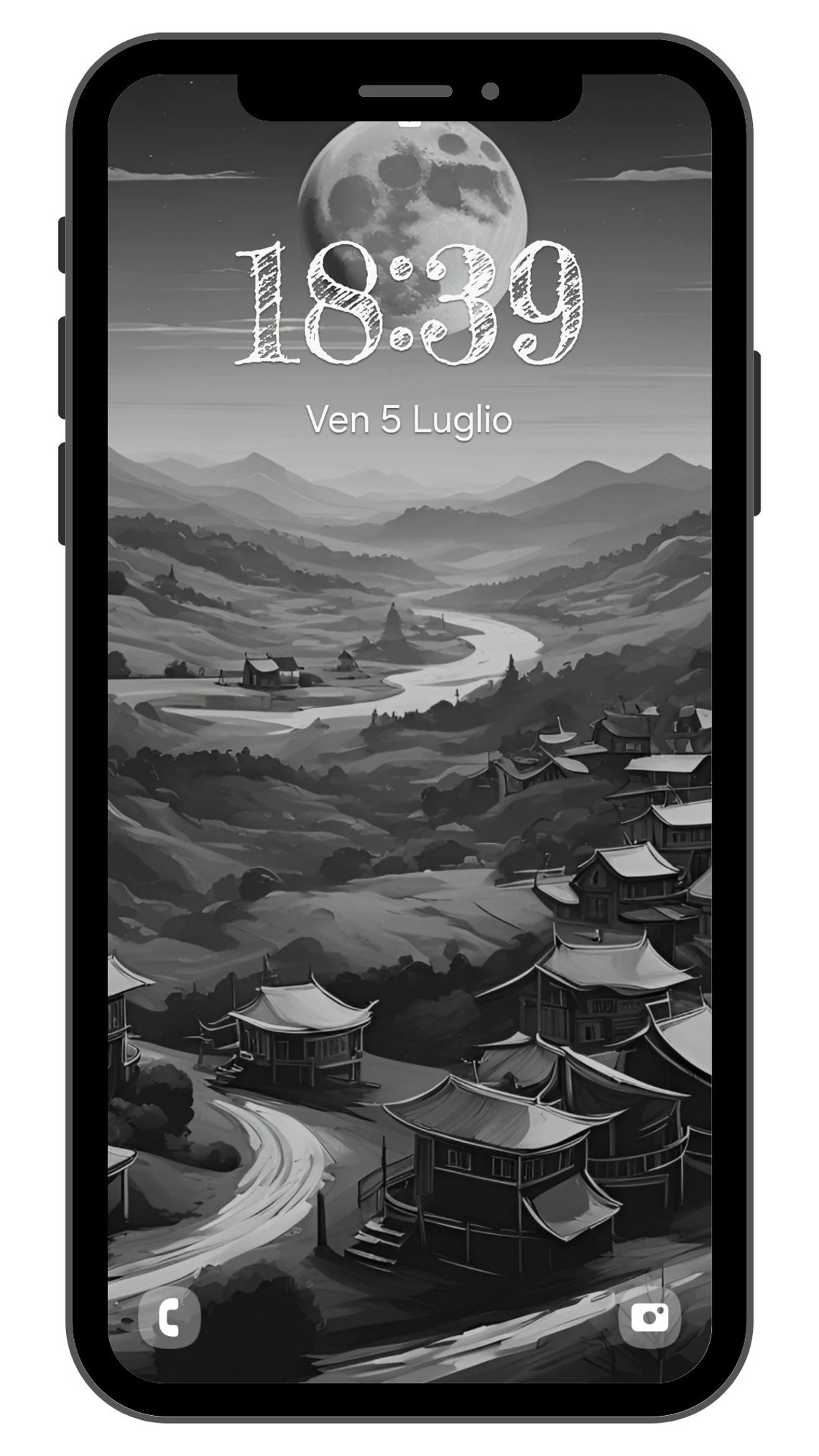 5 Stylized Grayscale Moon Wallpapers Collection 2 - Etsy