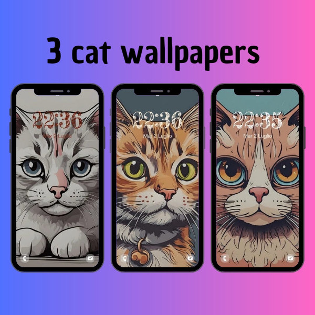 3 Cat Smartphone Wallpapers Collection 1 - Etsy