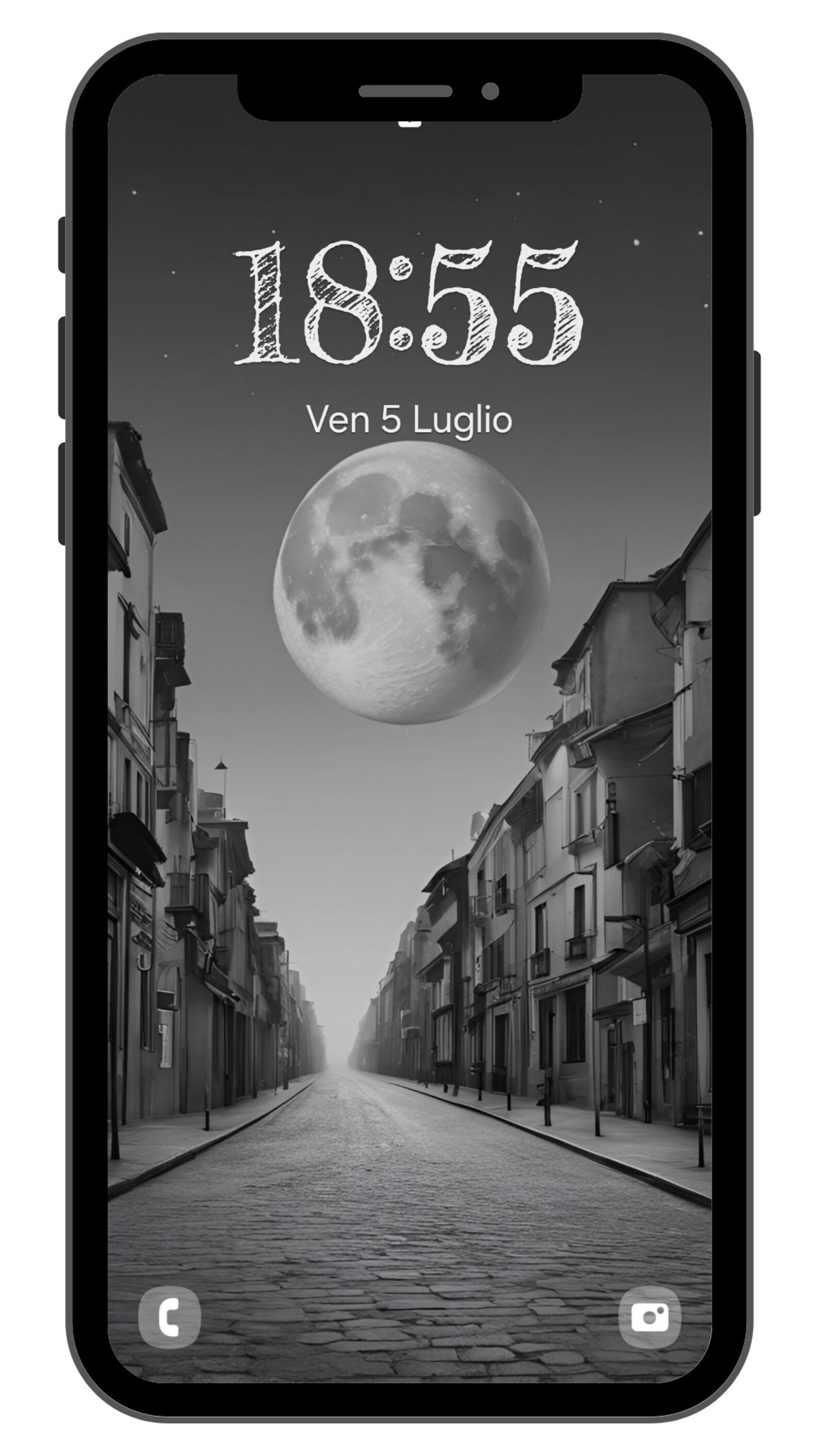 5 Stylized Grayscale Moon Wallpapers Collection 2 - Etsy