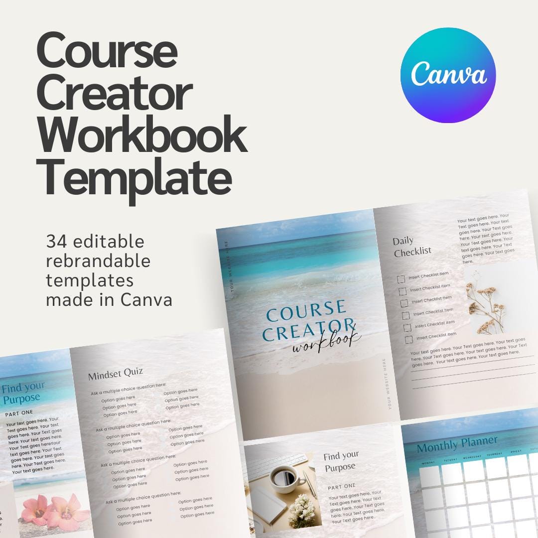 Two Online Course Creator Workbook Templates Editable in Canva - Etsy