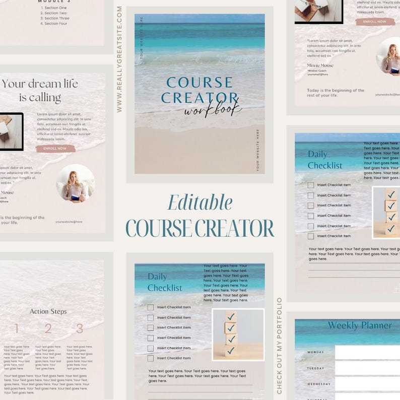 Two Online Course Creator Workbook Templates Editable in Canva - Etsy
