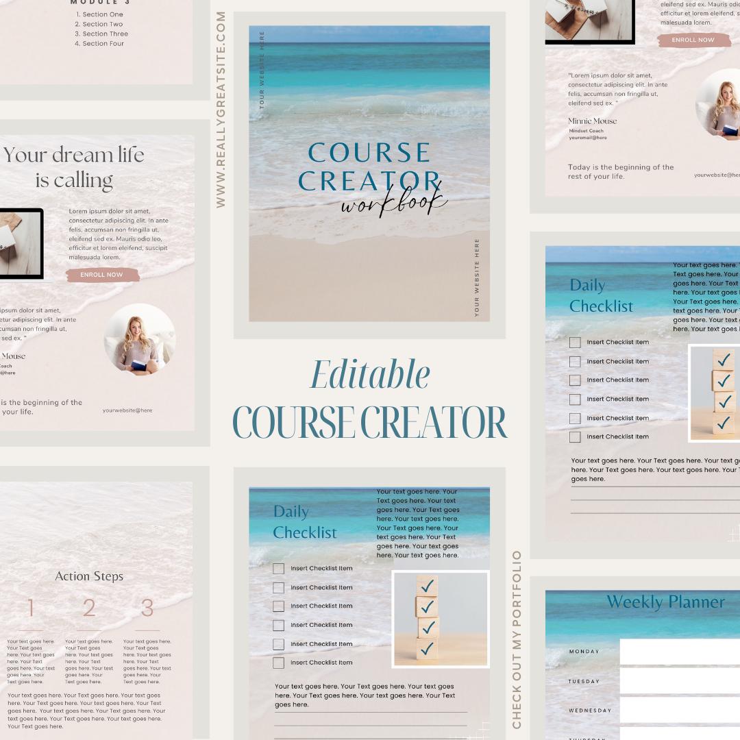 Two Online Course Creator Workbook Templates Editable in Canva - Etsy