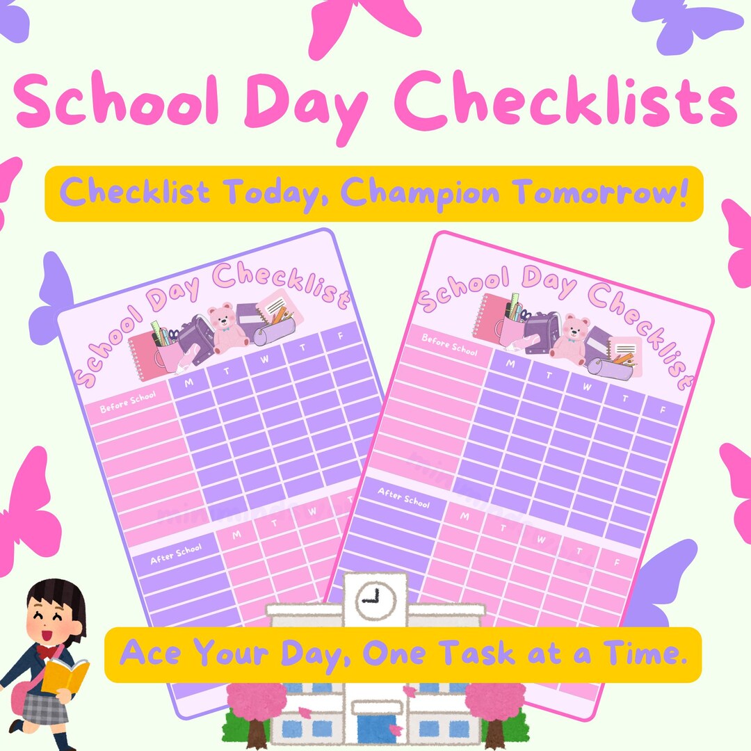 Printable School Checklist for Kids | Before & After School Routine ...