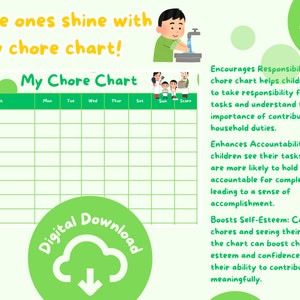 Printable Kids Responsibility Chart Daily Task Checklist & Organization ...