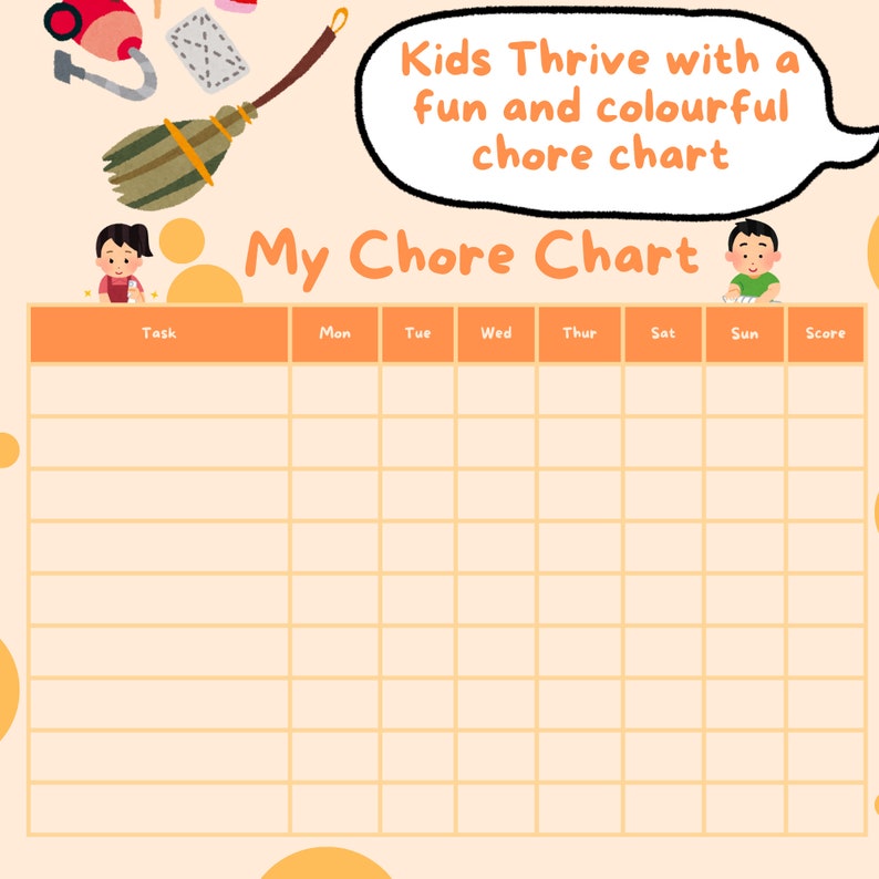 Printable Kids Responsibility Chart - Daily Checklist & Organization Planner for Children's ...