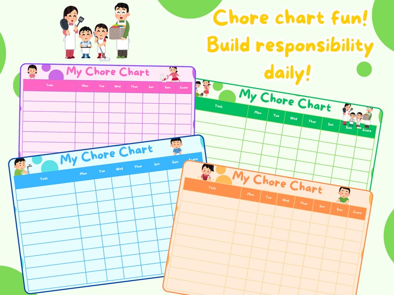 Printable Kids Responsibility Chart Daily Task Checklist & Organization ...