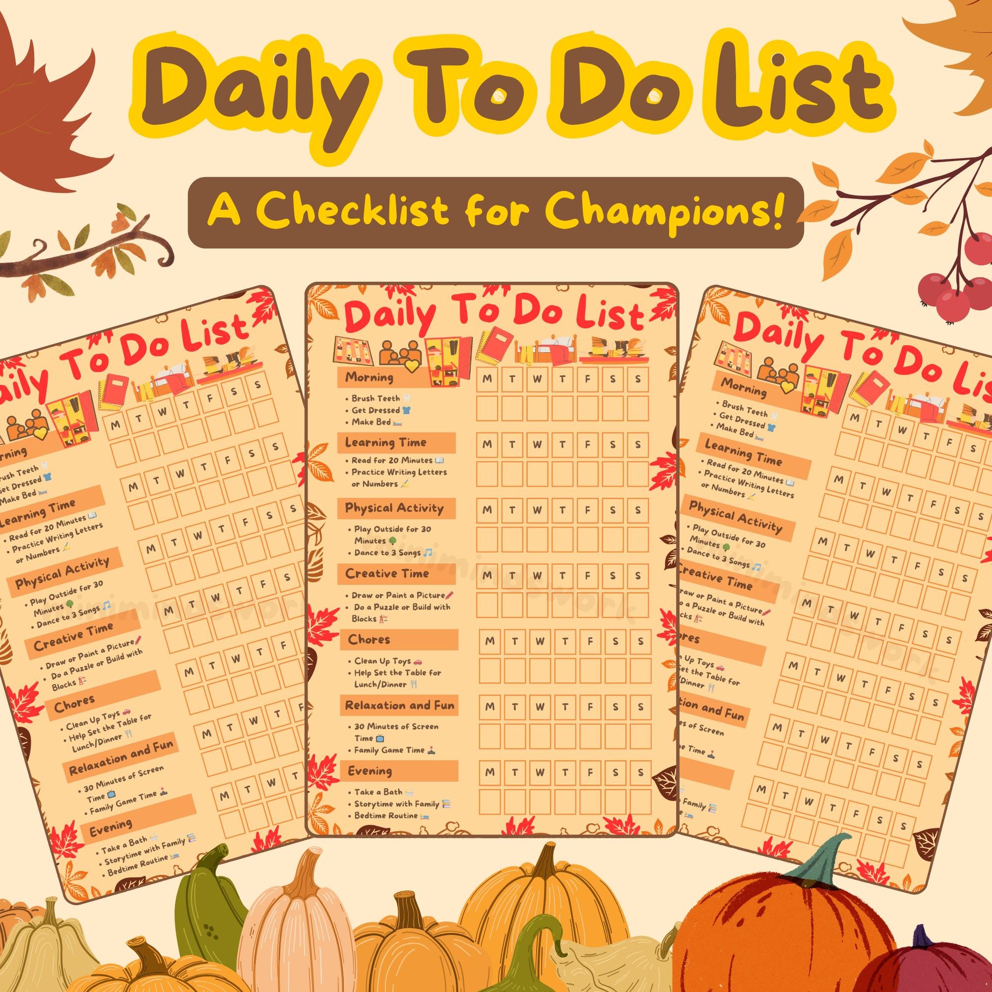 Printable Daily To-do List for Kids: Fun and Structured Routine Chart ...