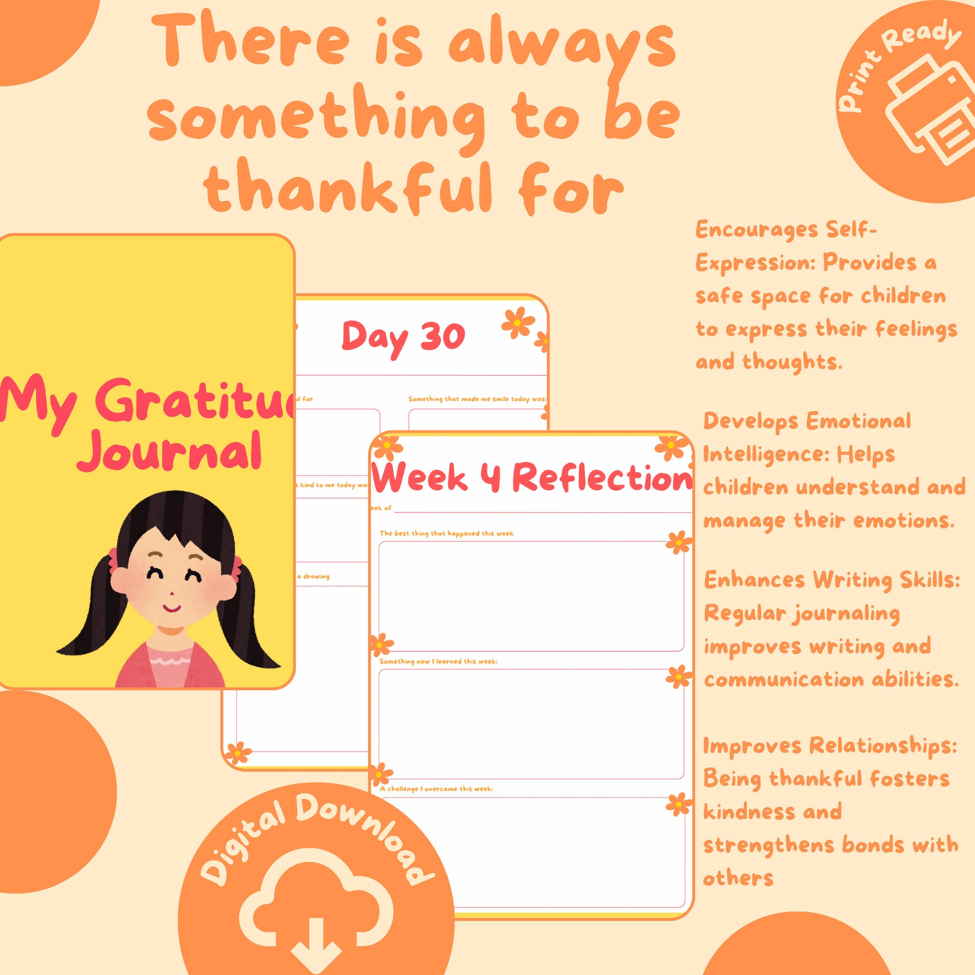 Printable Gratitude Journal for Kids - Diary for Children, Kids ...