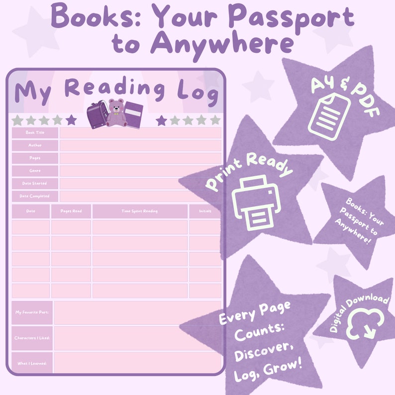 Printable Kids Reading Journal | Book Review Template | Children ...