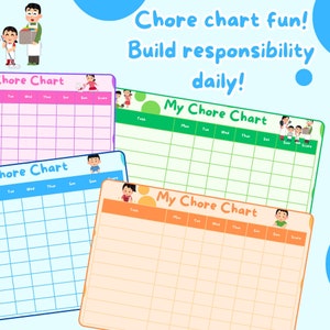 Printable Kids Responsibility Chore Chart | Reward Chart- Daily Checklist & Organisation Planner ...