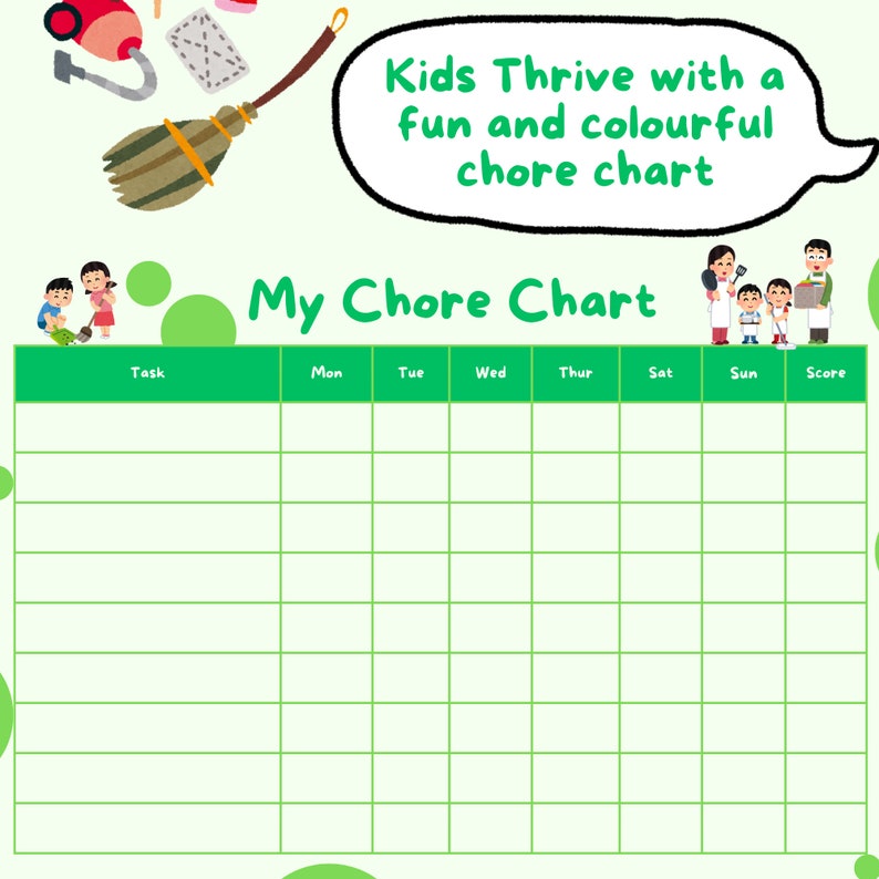 Printable Kids Responsibility Chart Daily Task Checklist & Organization ...