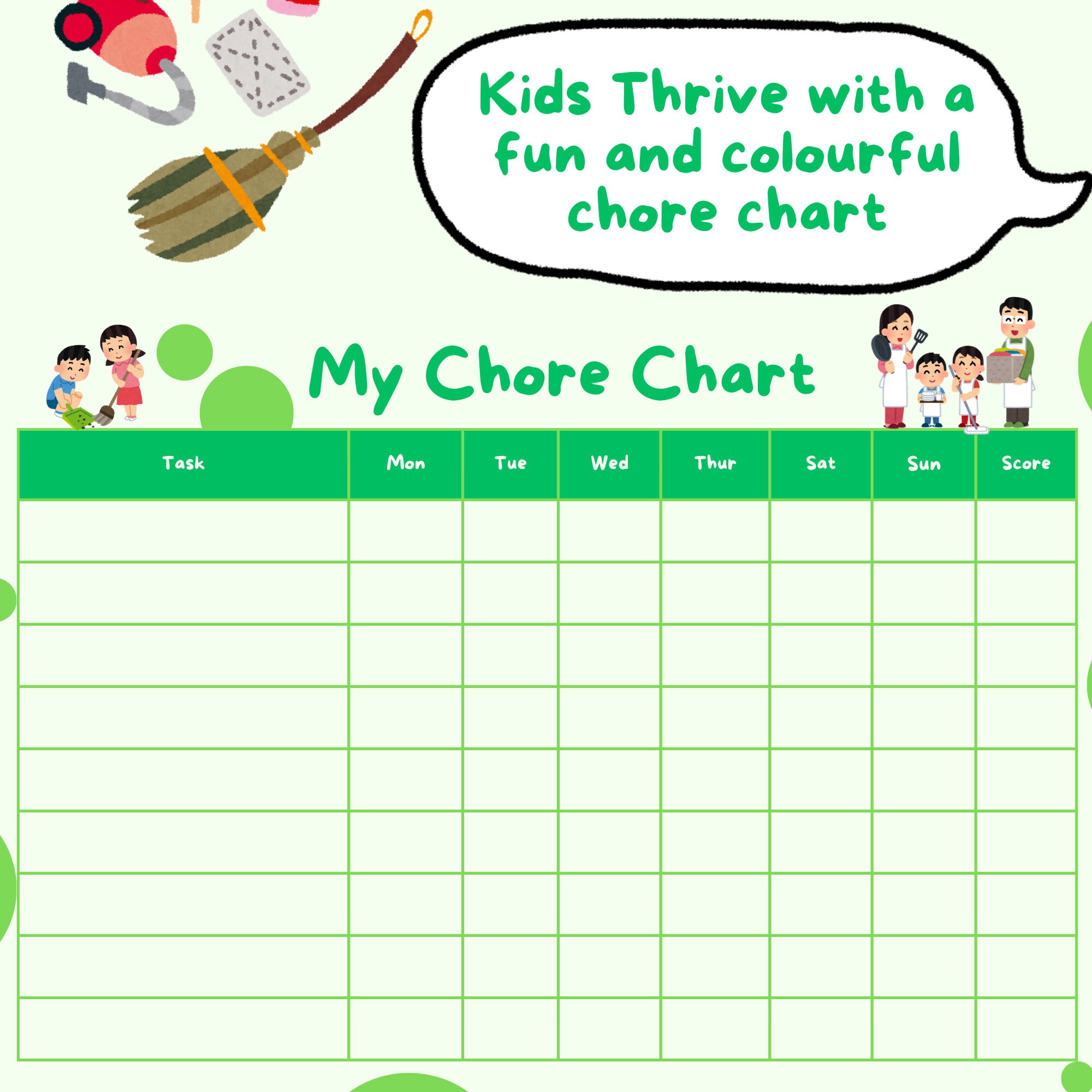 Printable Kids Responsibility Chart - Daily Task Checklist ...