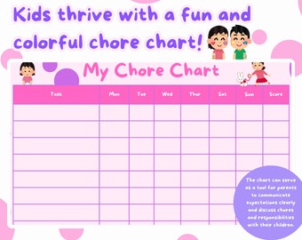 Printable Kids Responsibility Chore Chart Reward Chart Daily Checklist ...