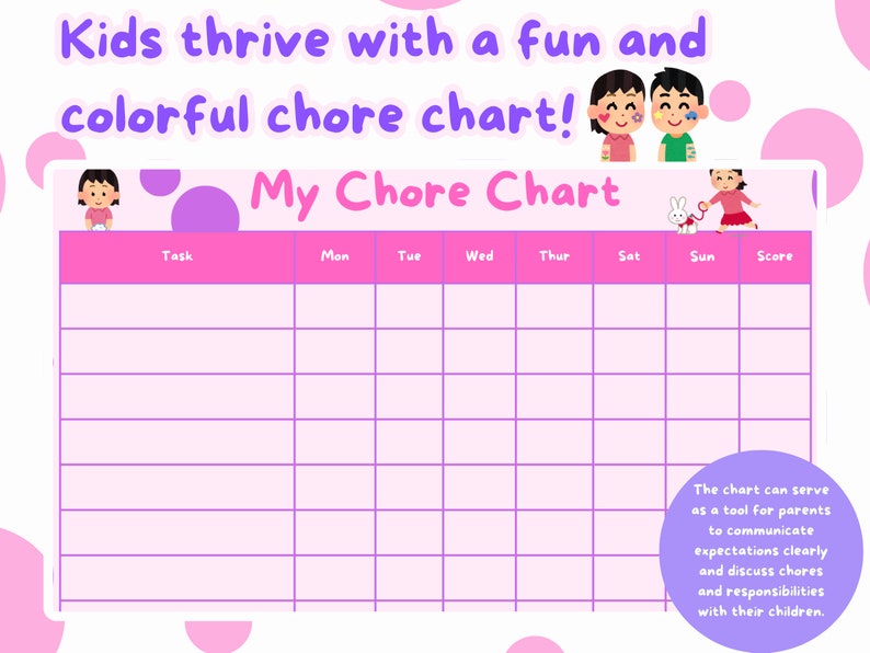 Printable Kids Responsibility Chart Daily Checklist & Organization ...