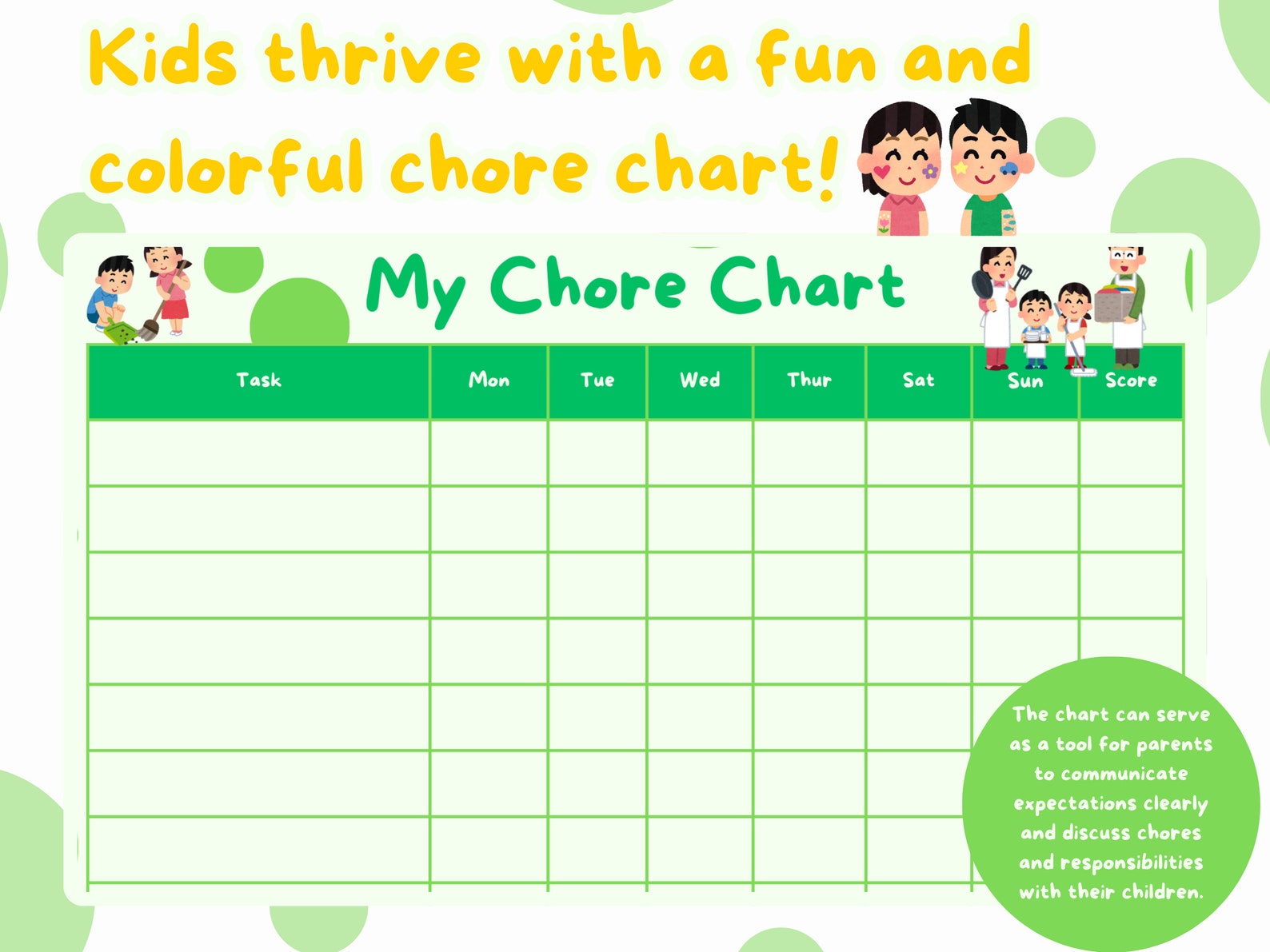 Printable Kids Responsibility Chart Daily Task Checklist & Organization ...