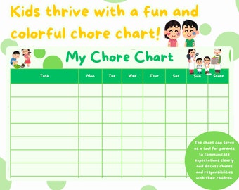 Printable Kids Responsibility Chore Chart Reward Chart Daily Checklist ...