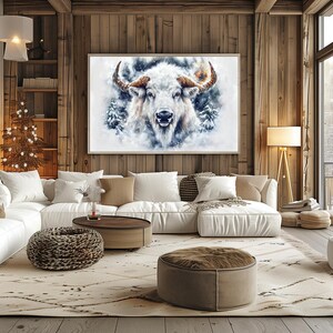 White Buffalo Art Print or Canvas, Rustic Wildlife Décor, Home and ...