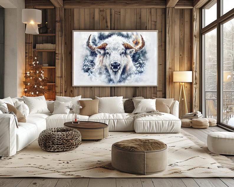 White Buffalo Art Print or Canvas, Rustic Wildlife Décor, Home and ...