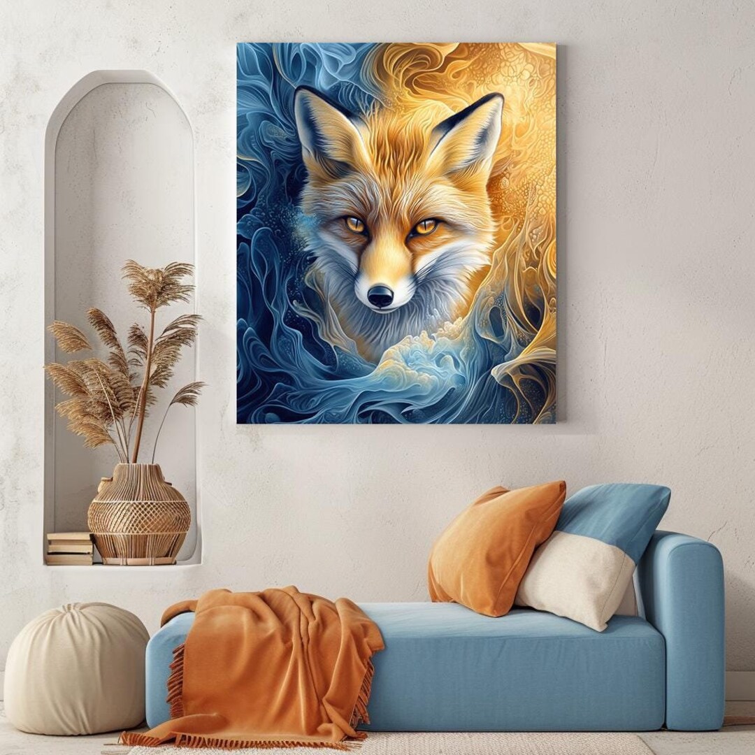 Red Fox Wall Art Print or Canvas — Rustic Woodland Wildlife Decor ...