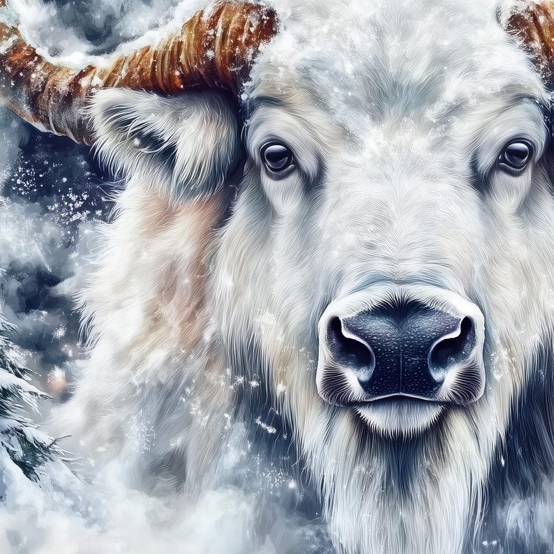 White Buffalo Art Print or Canvas, Rustic Wildlife Décor, Home and ...
