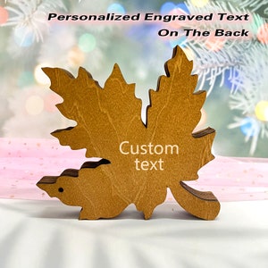 Wooden 3D Carved Maple Leaf Warmth Lamp,wooden Nature's Beauty,tabletop ...