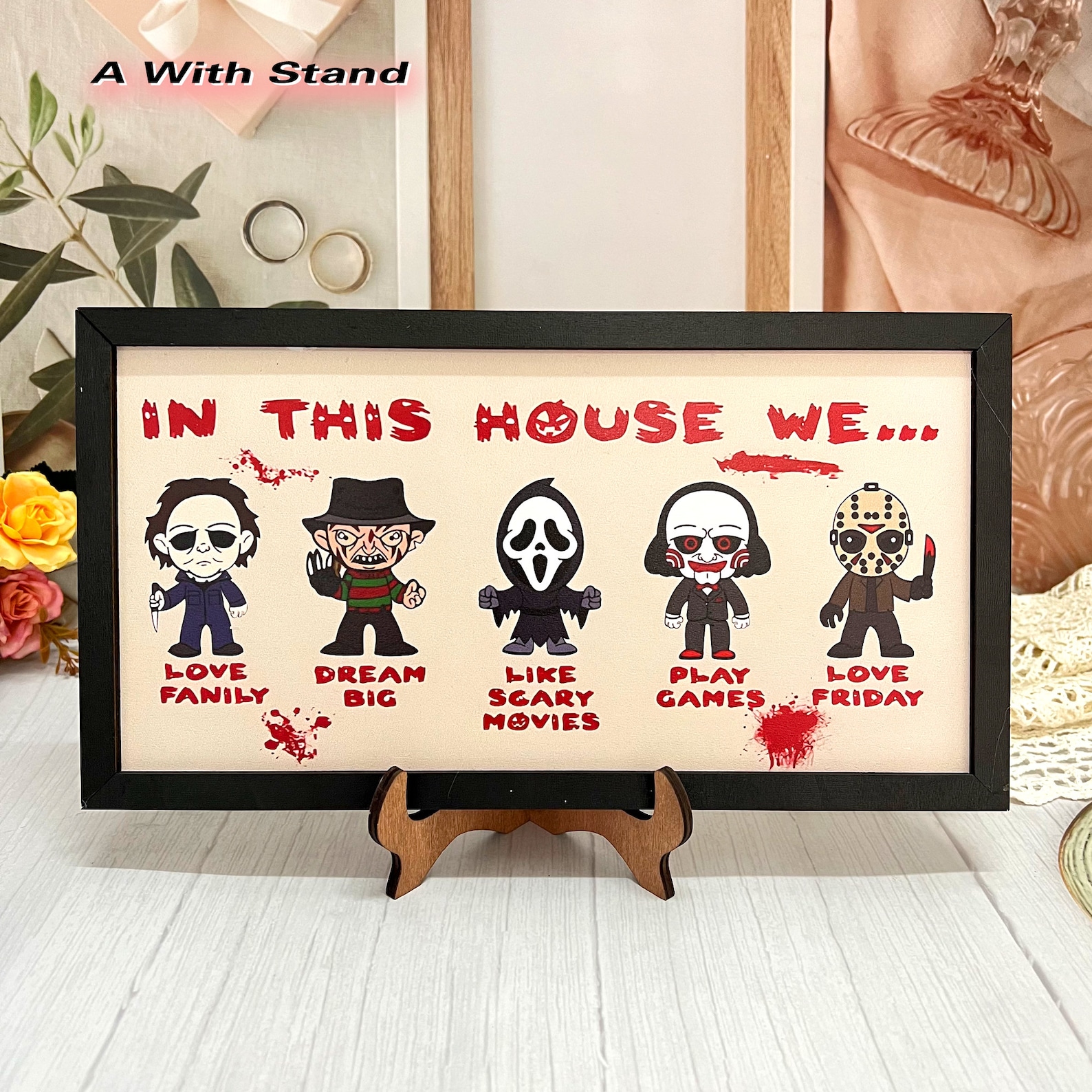 Halloween Spooky Horror Characters Sign,horror Movie Characters,house ...