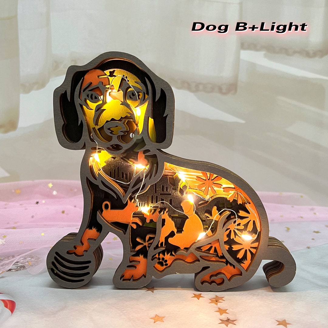 3D Carved Wooden Alaska Dog Lamp,wooden Bulldog,kids Bedroom Decor ...