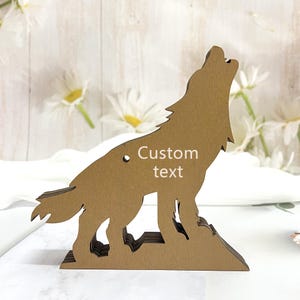 Carved Wooden Wolf With LED Lights: Desk Decor Ornament, Holiday Gifts ...