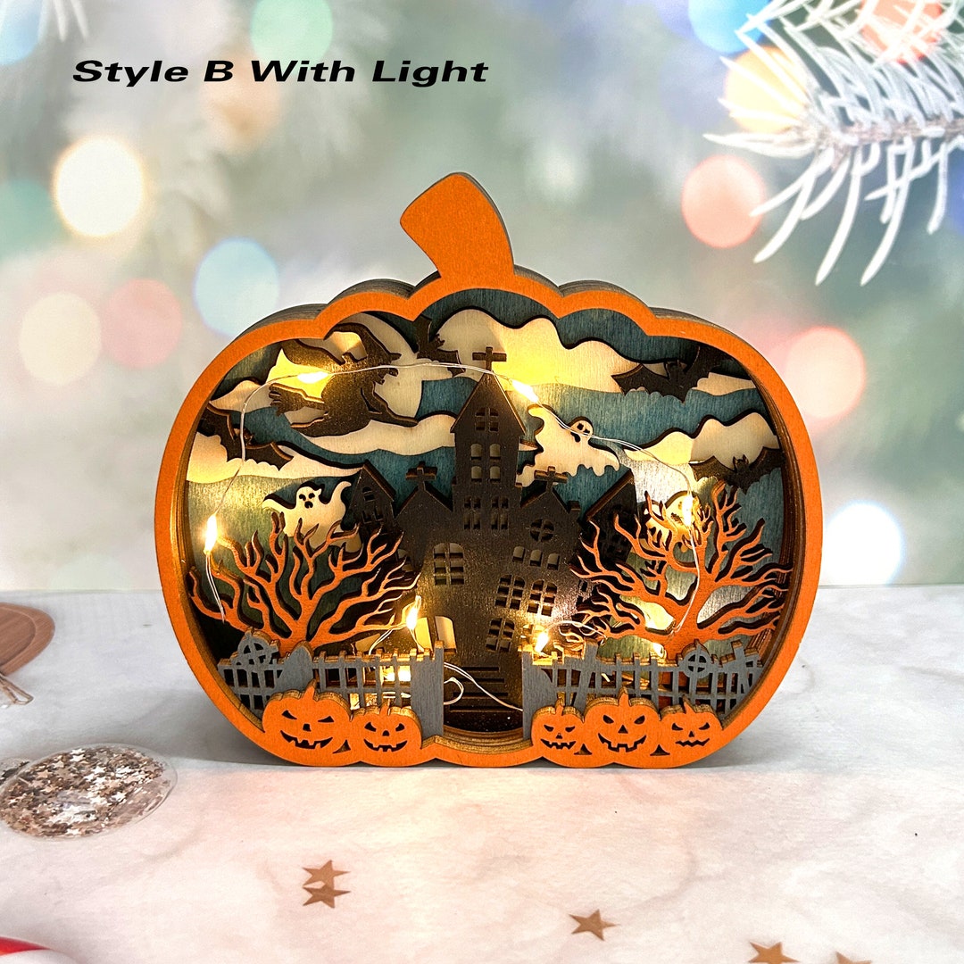 Halloween Wooden Pumpkin Desk Decor,halloween Pumpkin With Warm Lights ...