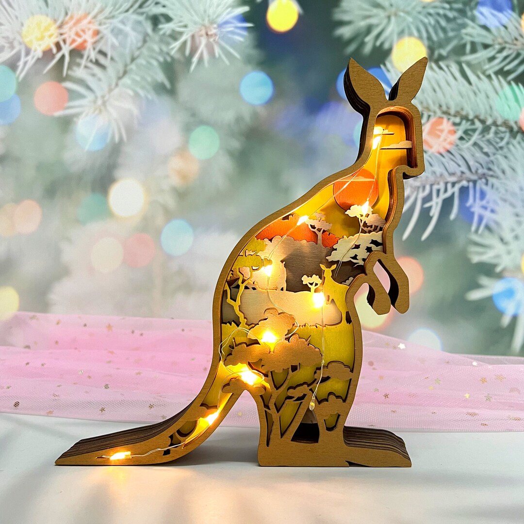 3D Carved Wooden Kangaroos Lamp,kids Bedroom Decor,birthday Gift ...