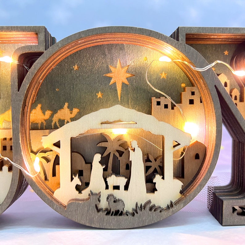 Wooden JOY With Warm Light,charming Joy Lamp,brighten up Your Space ...
