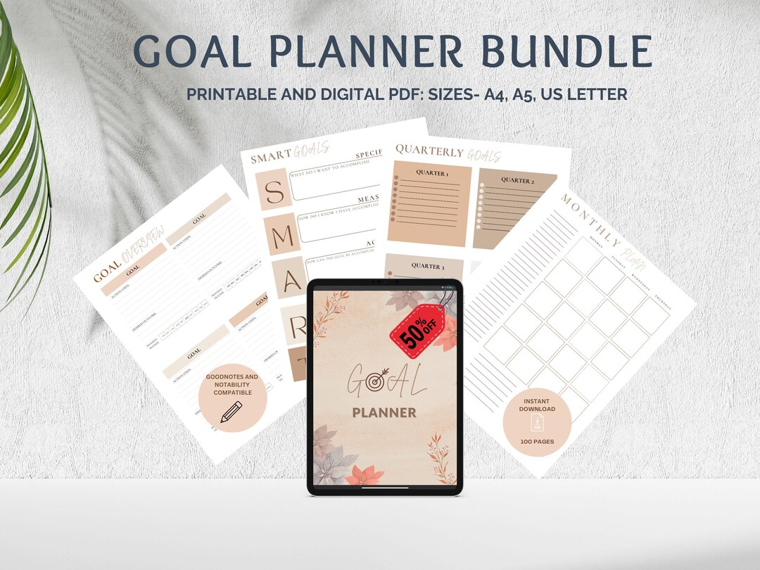 Printable Goal Planner Bundle, Daily & Weekly Organizers for Achieving ...